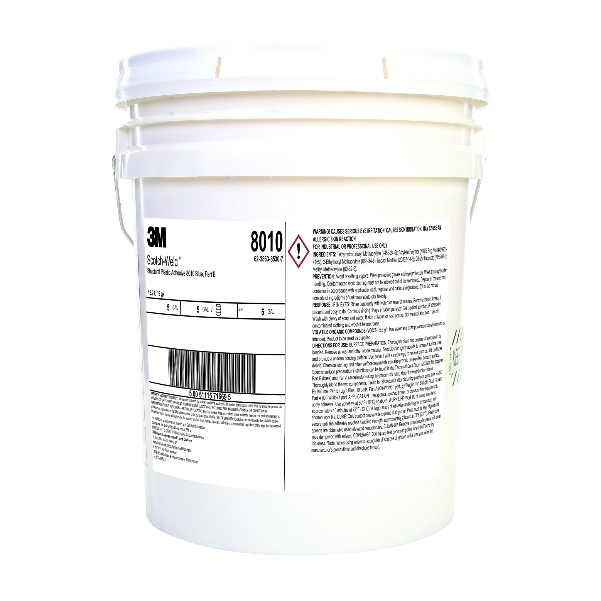 3M Scotch-Weld 8010 Blue Acrylic Adhesive in 5 Gallon Pails - Part A