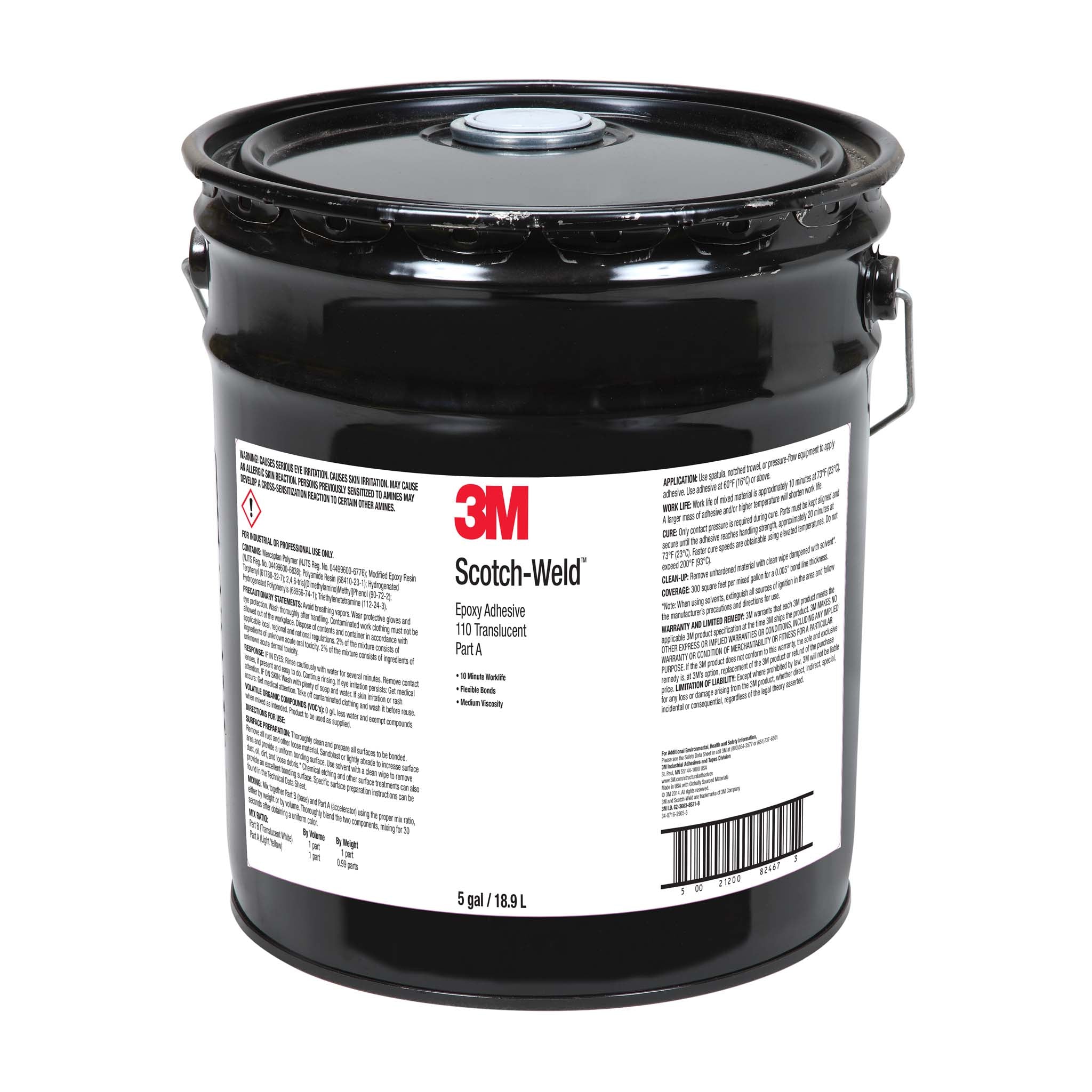 Bulk 3M Scotch-Weld 110 Translucent Epoxy in 5 Gallon Pails - Part A & B