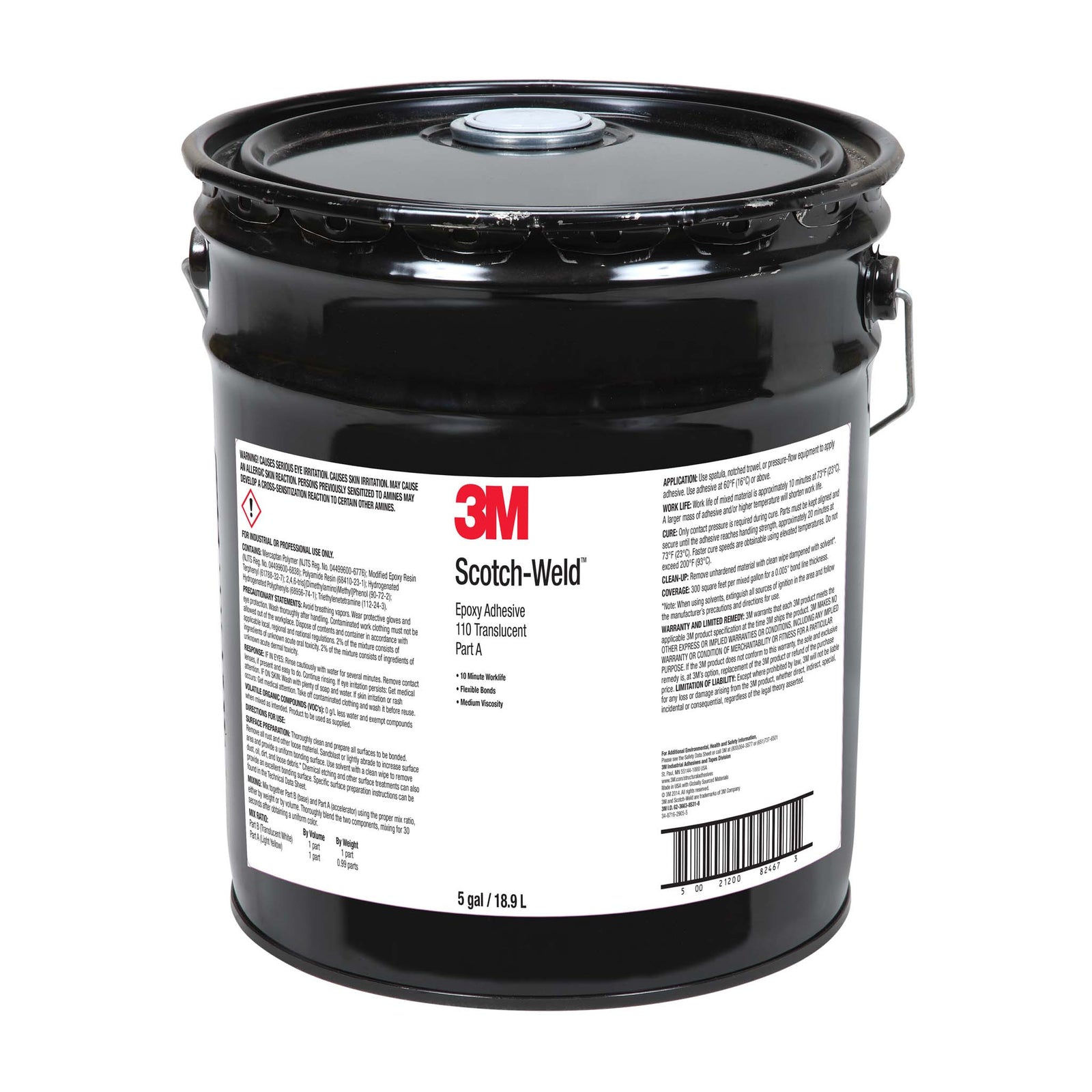 Bulk 3M Scotch-Weld 110 Translucent Epoxy in 5 Gallon Pails - Part A & B
