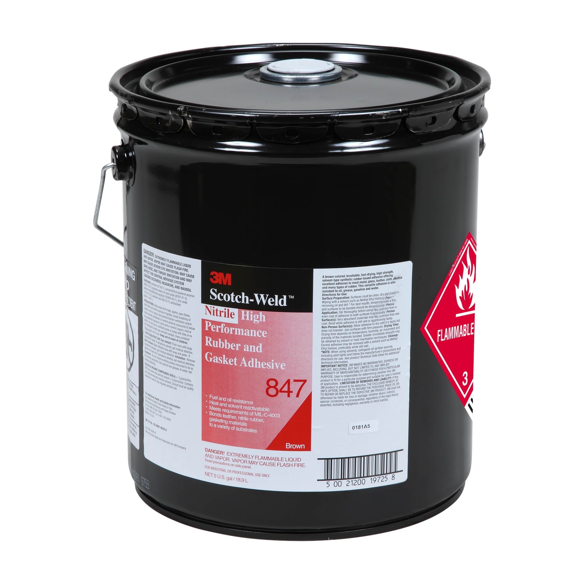3M 847 Bulk Nitrile Rubber Adhesive for Gaskets - 5 Gallon Pail