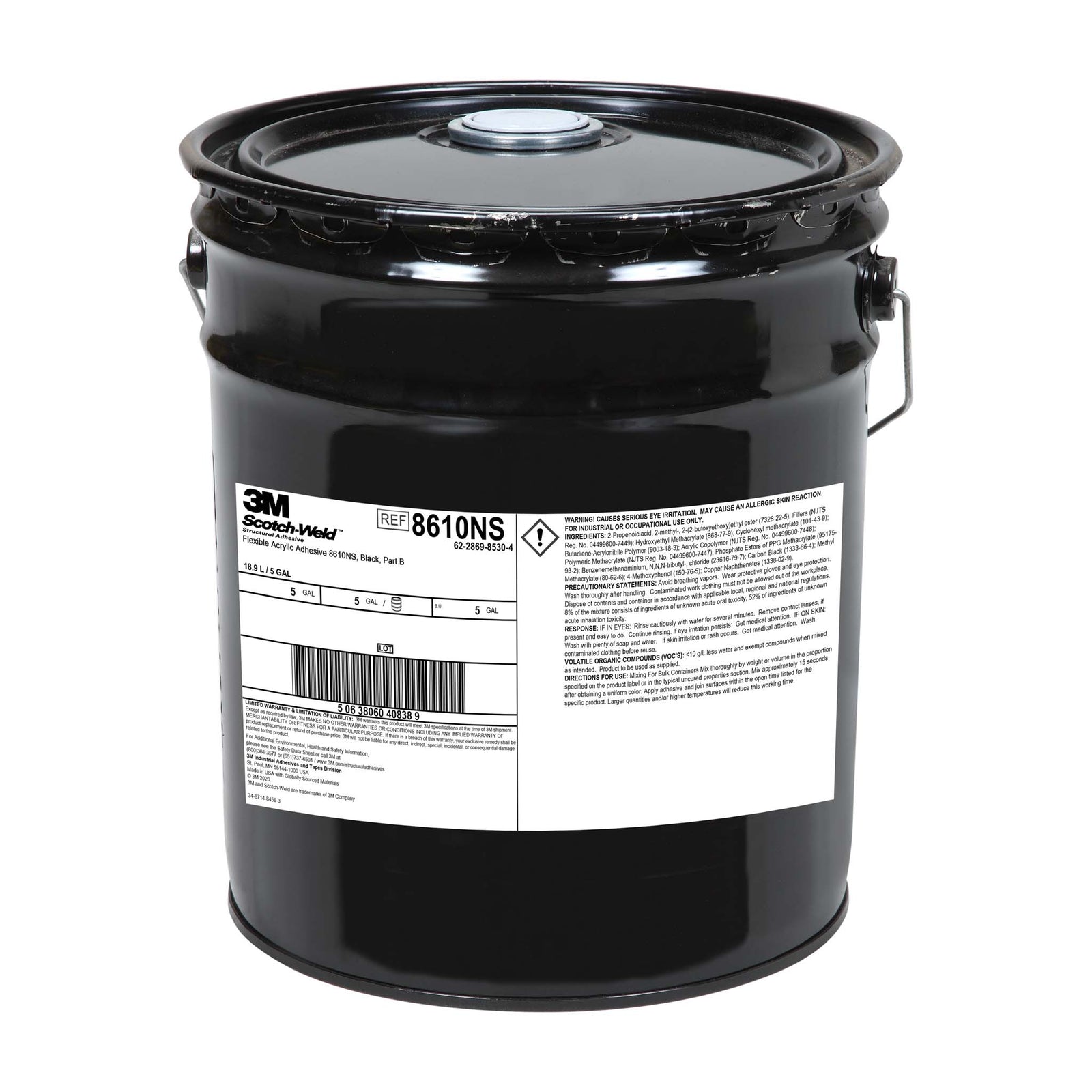 3M Scotch-Weld 8610NS Black Acrylic in 5 Gallon Pails - Part B