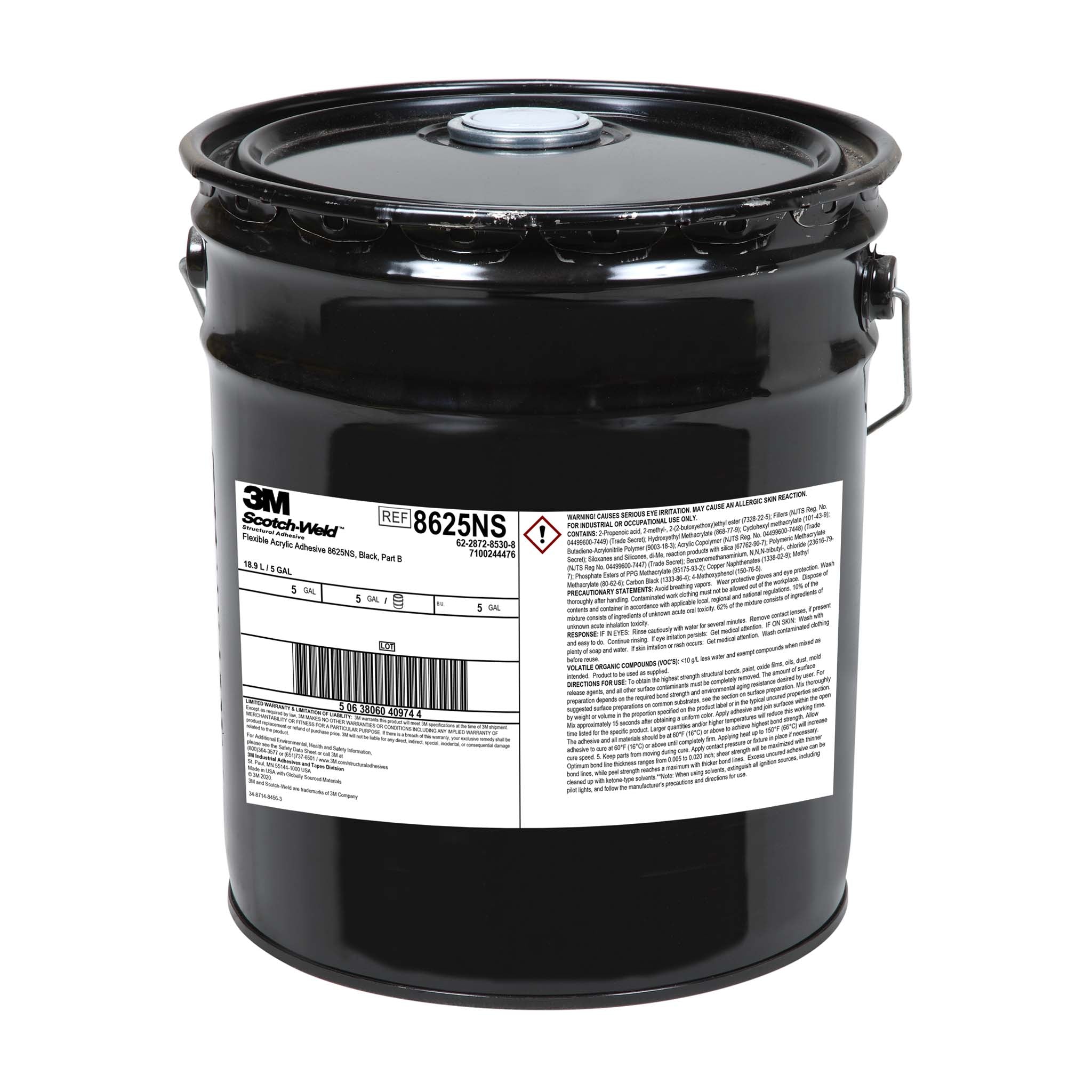 3M Scotch-Weld 8625NS Black Acrylic in 5 Gallon Pails - Part B