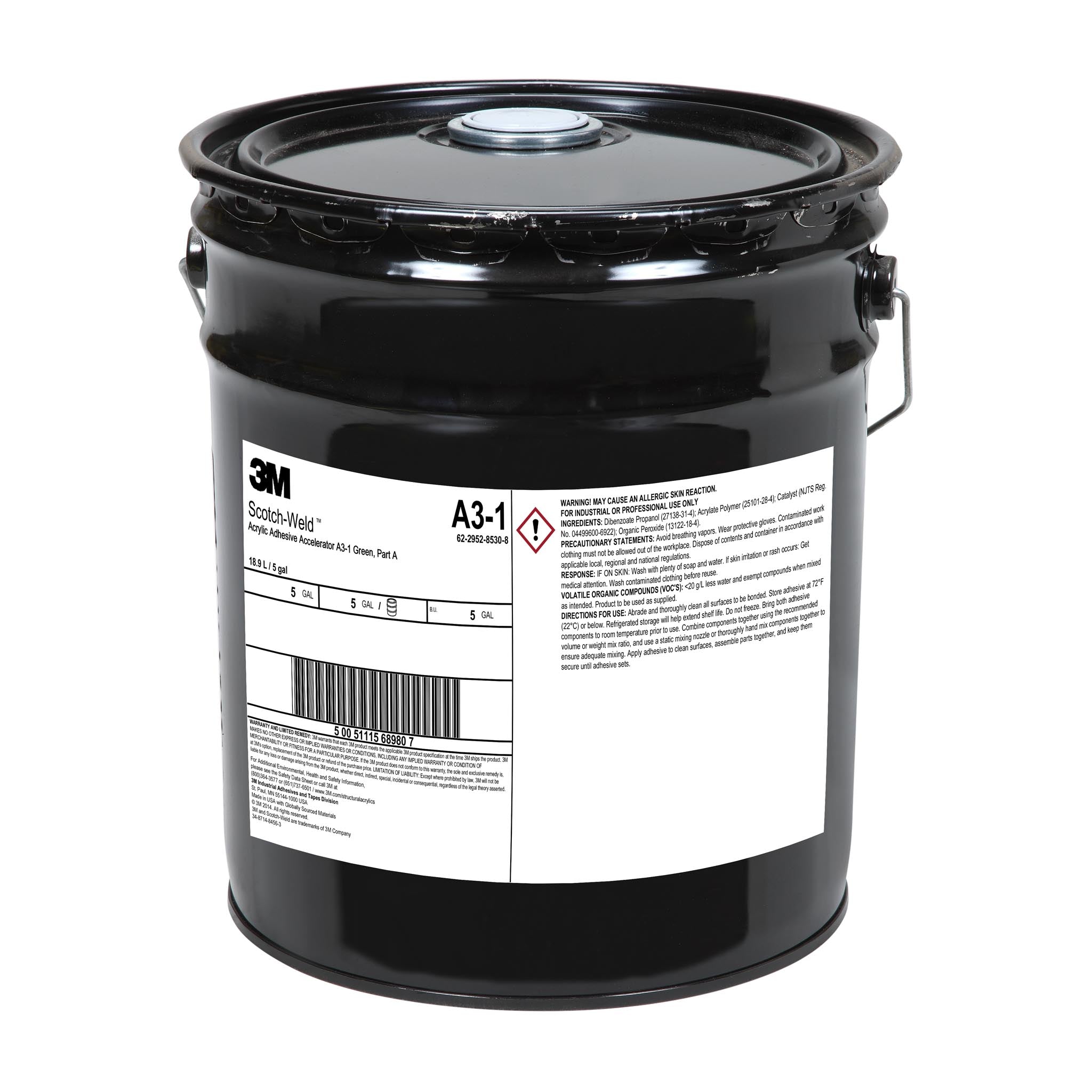 3M Scotch-Weld A3-1 Green Acrylic Accelerator in 5 Gal Pails - Part A